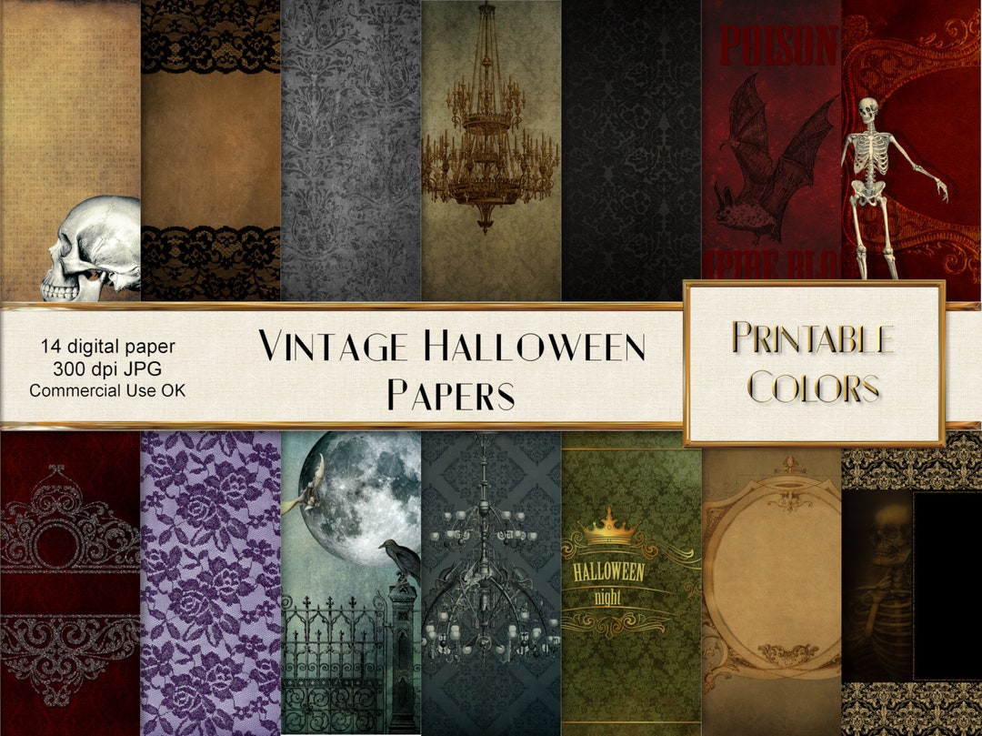 Vintage Halloween Digital Paper for Scrapbooking E Decoupage - Etsy