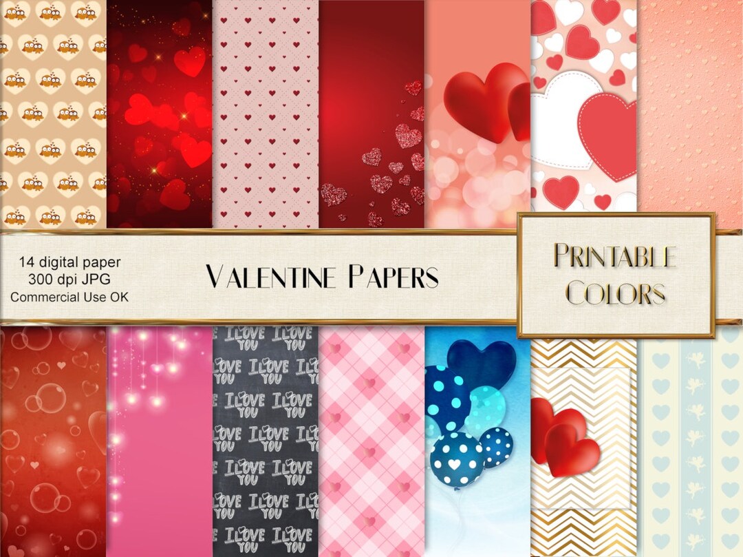 Valentine Digital Papers, Digital Download, Valentine Backgrounds ...