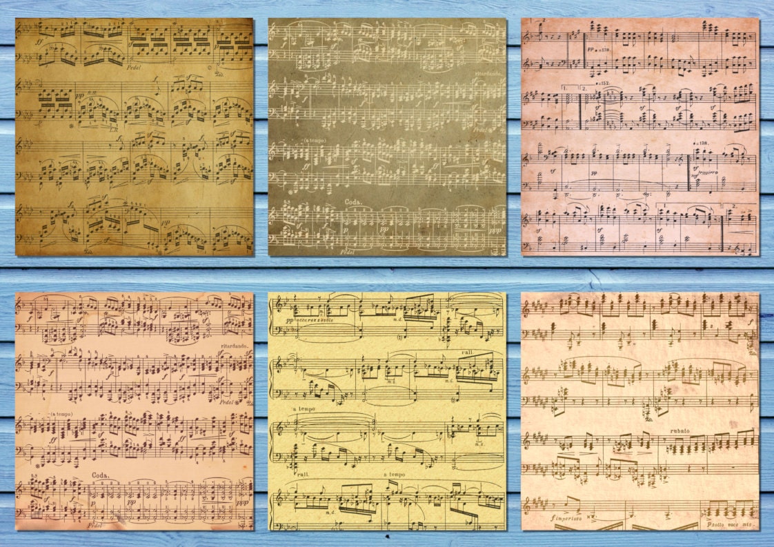 Music Digital Paper - Vintage Music - Music Scrapbook - Music Sheet ...
