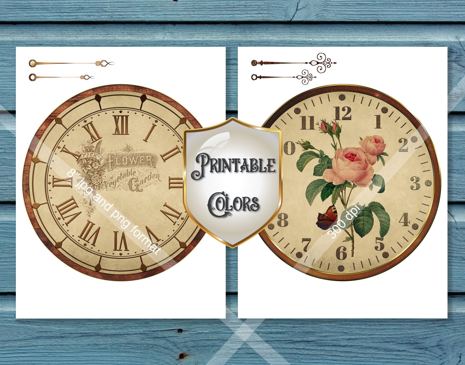 Printable Vintage Clocks, Digital Faces and Hands for Scrapbook ...