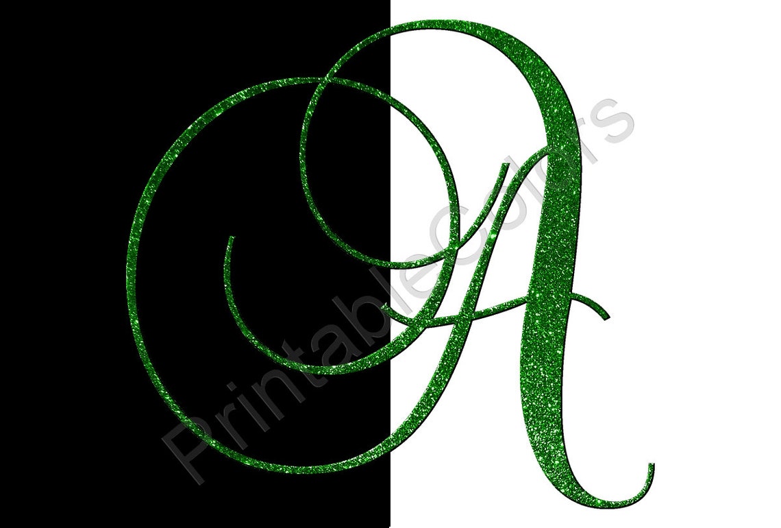 Green Glitter Alphabet, Digital Download, Instant Download, Clipart ...