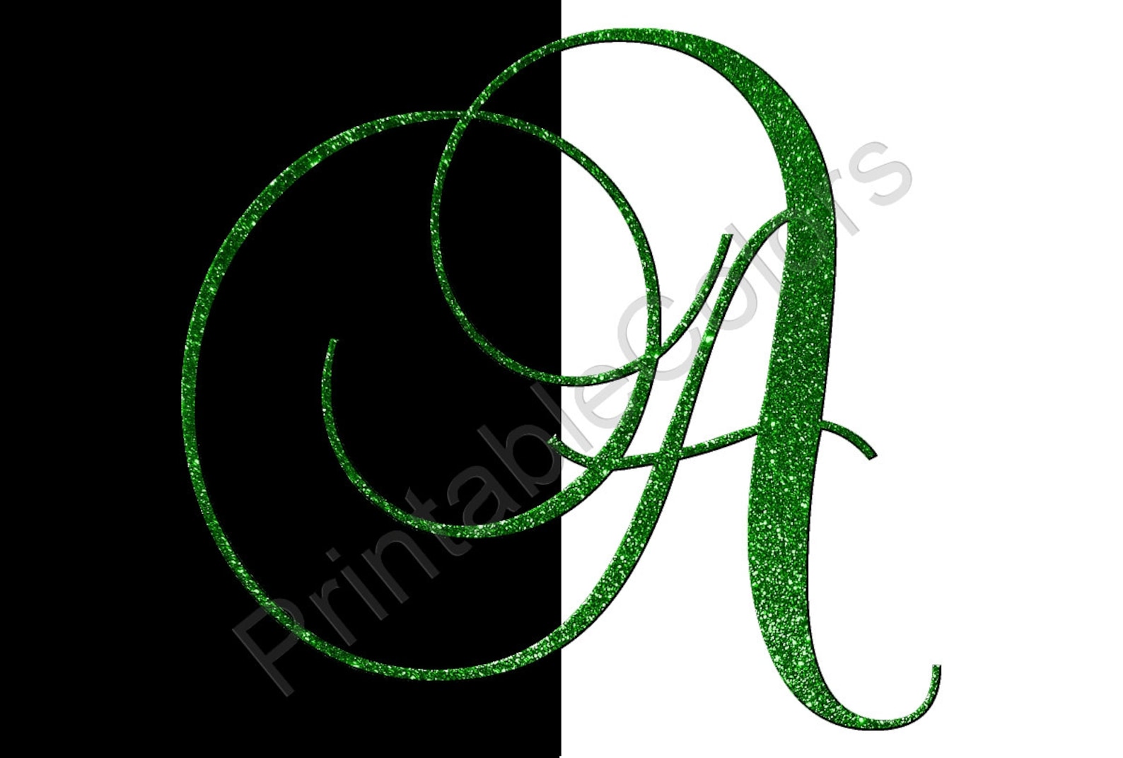 Green Glitter Alphabet, Digital Download, Instant Download, Clipart ...
