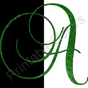 Green Glitter Alphabet, Digital Download, Instant Download, Clipart ...