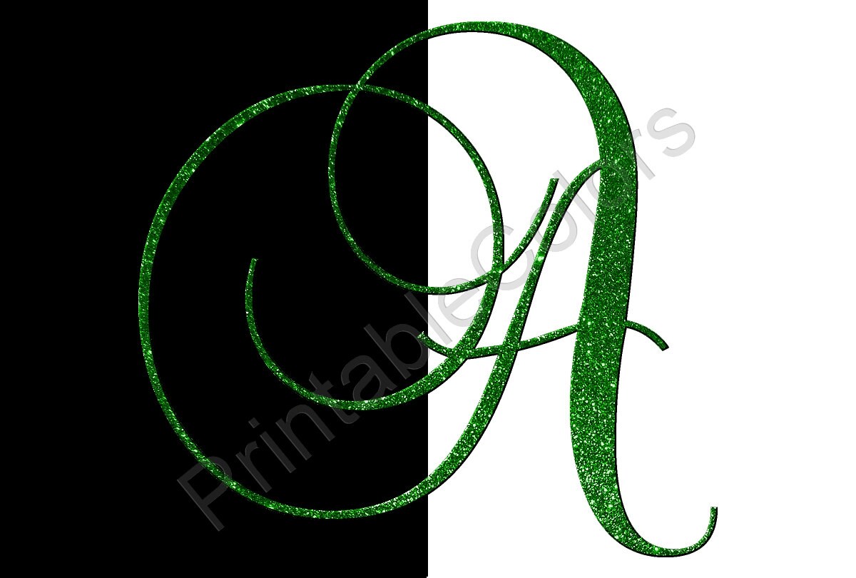 Green Glitter Alphabet, Digital Download, Instant Download, Clipart ...