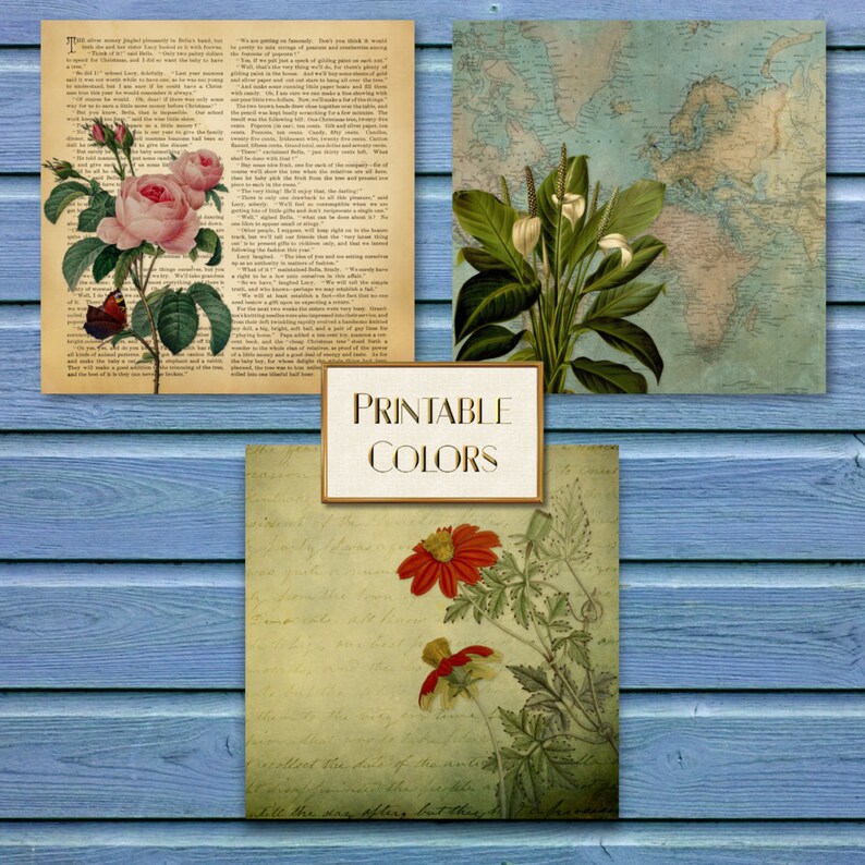 Botanical Digital Paper Vintage Botanical Digital Download Floral Paper ...