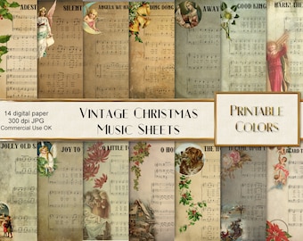 Vintage Christmas Sheet Music Digital Paper Scrapbook Paper - Etsy
