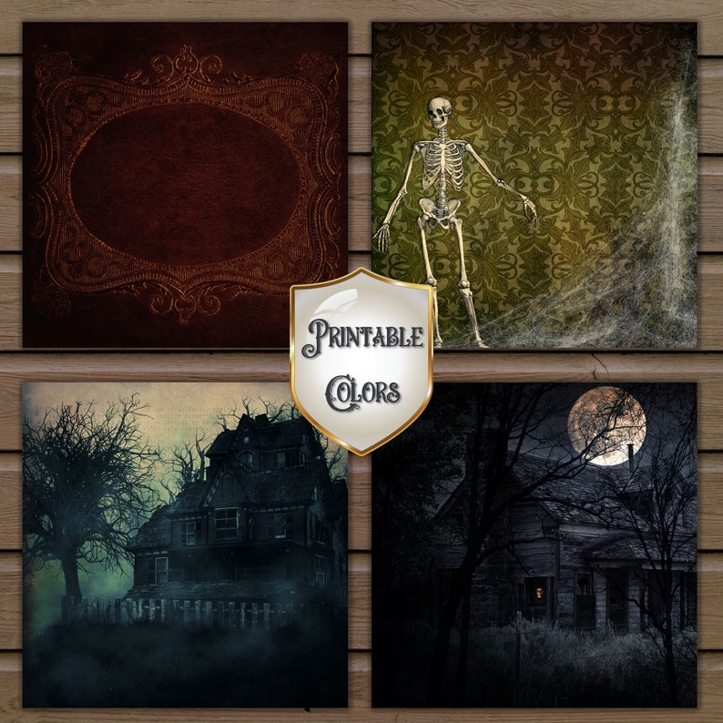 Haunted House Halloween Digital Paper for Scrapbooking and Decoupage - Etsy
