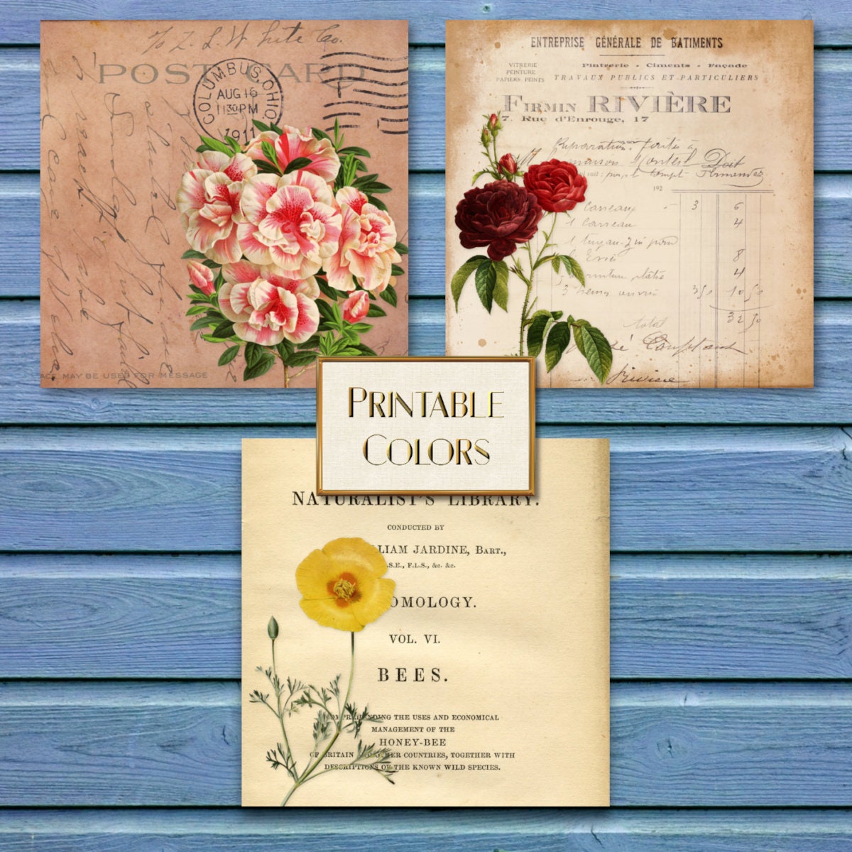 Botanical Digital Paper Vintage Botanical Digital Download Floral Paper ...