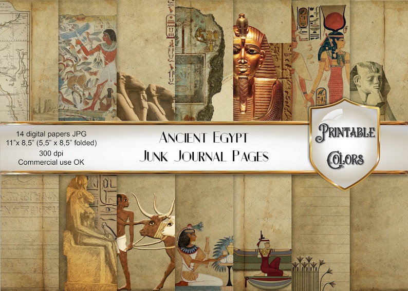 Digital Ancient Egypt Junk Journal Pages - Backgrounds for Scrapbooking ...