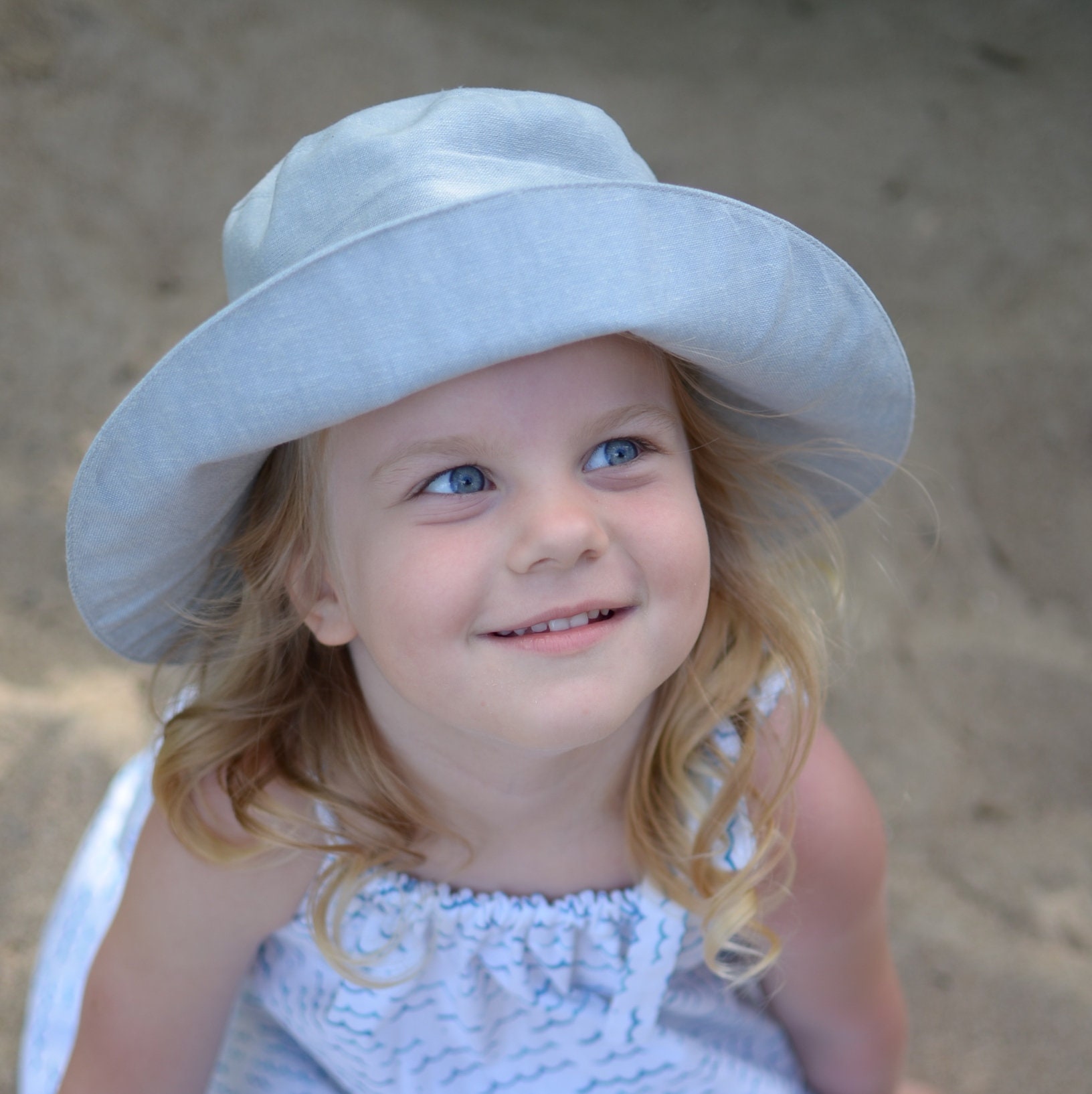 Girls Linen Sun Hat Girls Summer Hat Wide Brim | Etsy