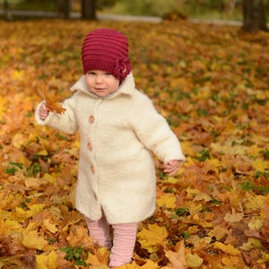 Red Knit Toddler Girl Hat, Baby Girl Winter Hat With Flower, Knitted ...