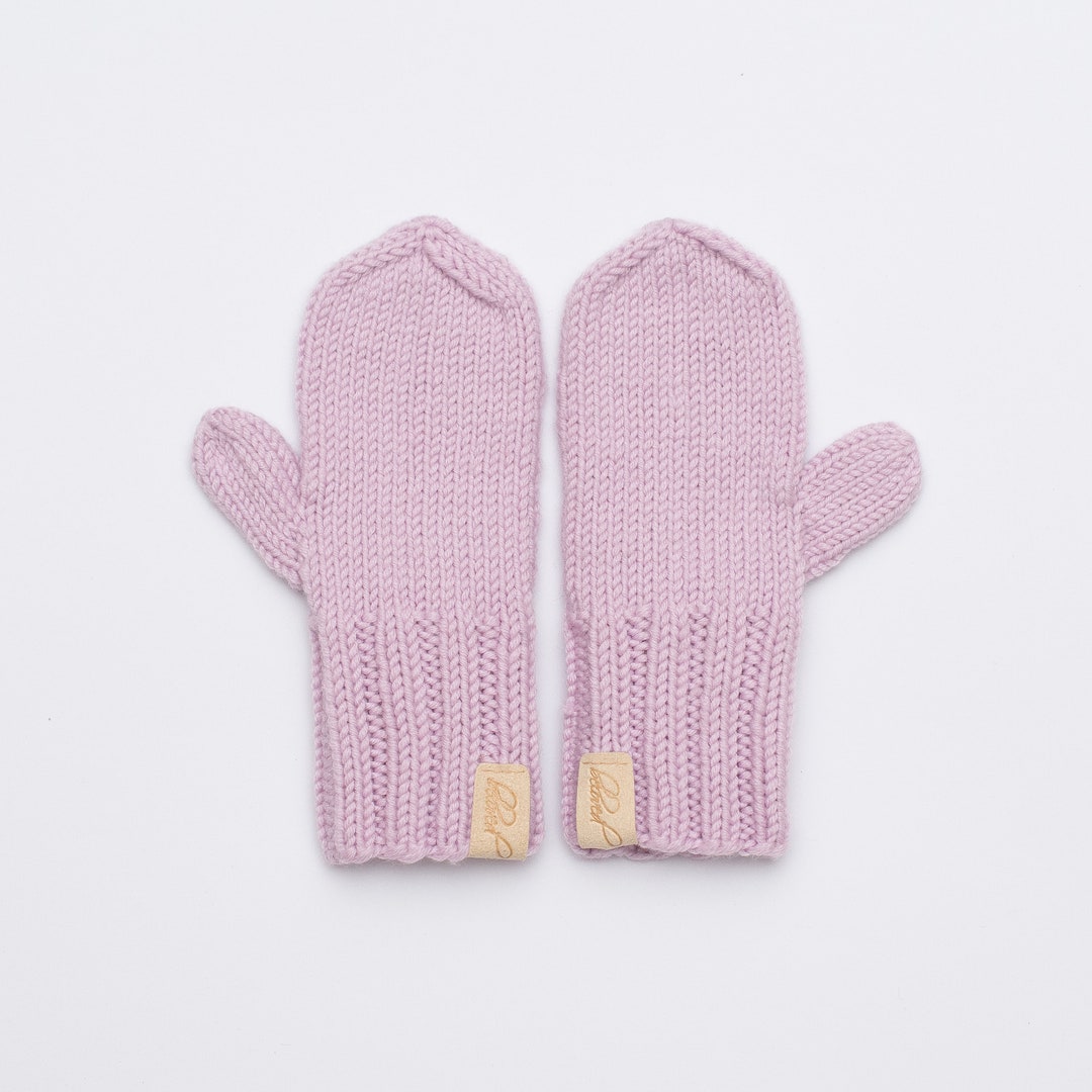 Pink Hand Knit Girls Winter Mittens - Etsy