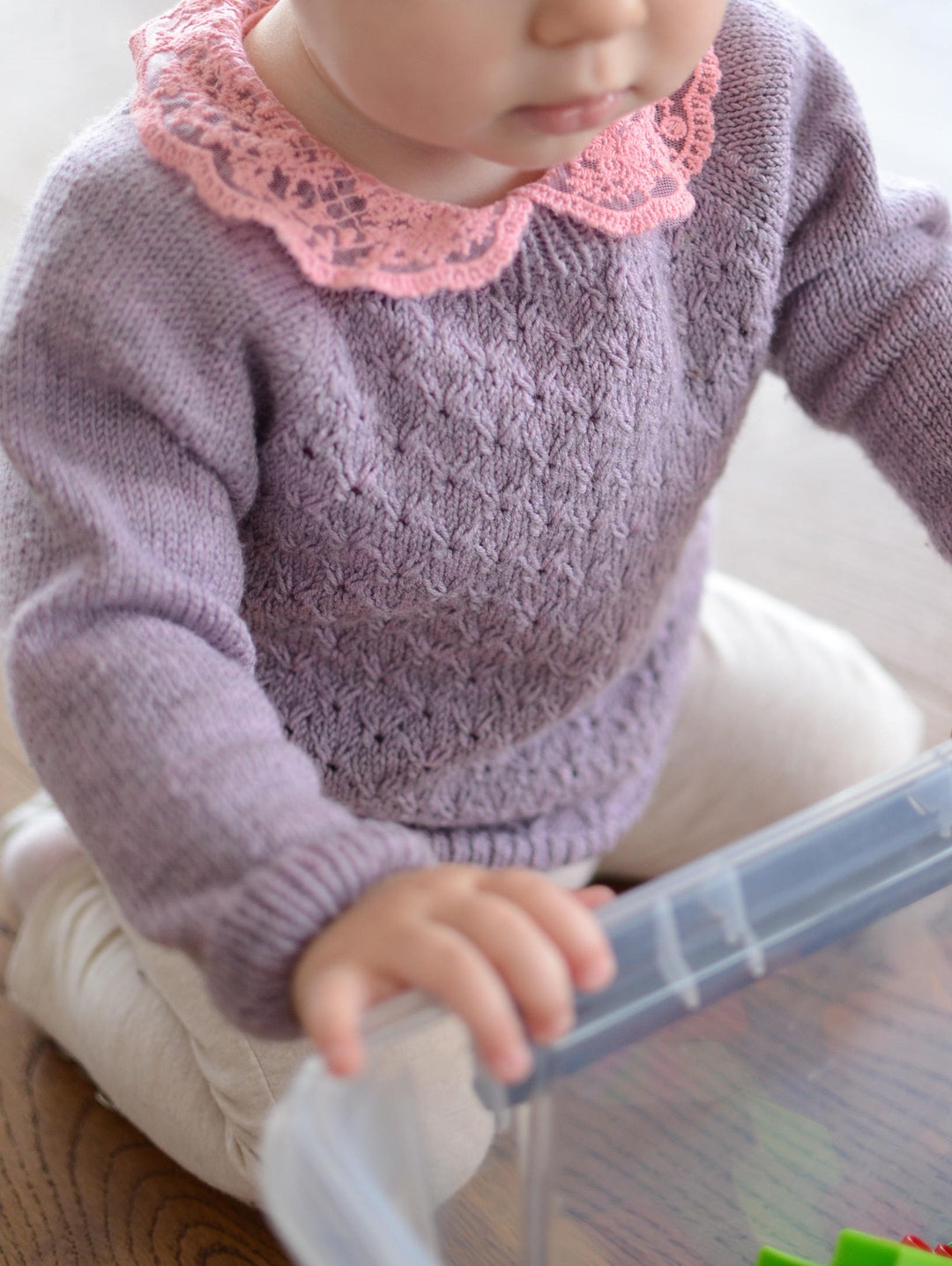 Hand Knitted Baby Sweater, Merino Wool Baby Girl Sweater, Hand Knit ...