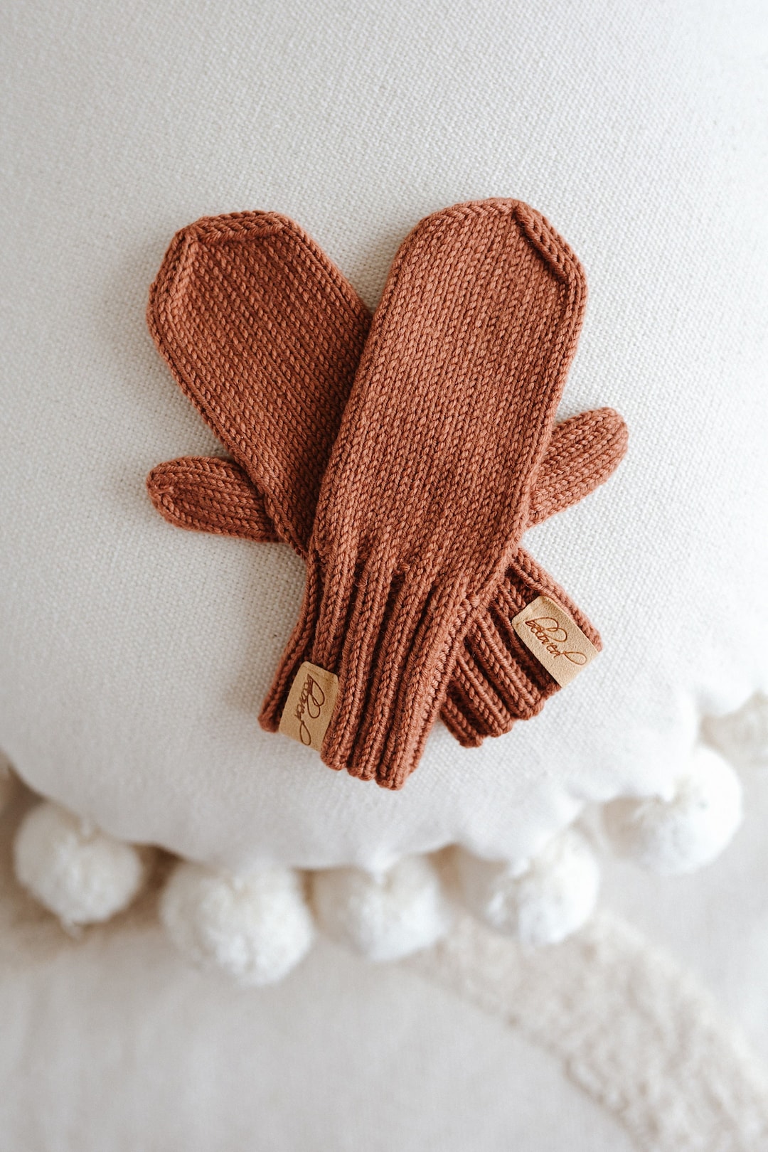 Kids Knitted Wool Mittens With a String, Hand Knitted Warm Winter ...