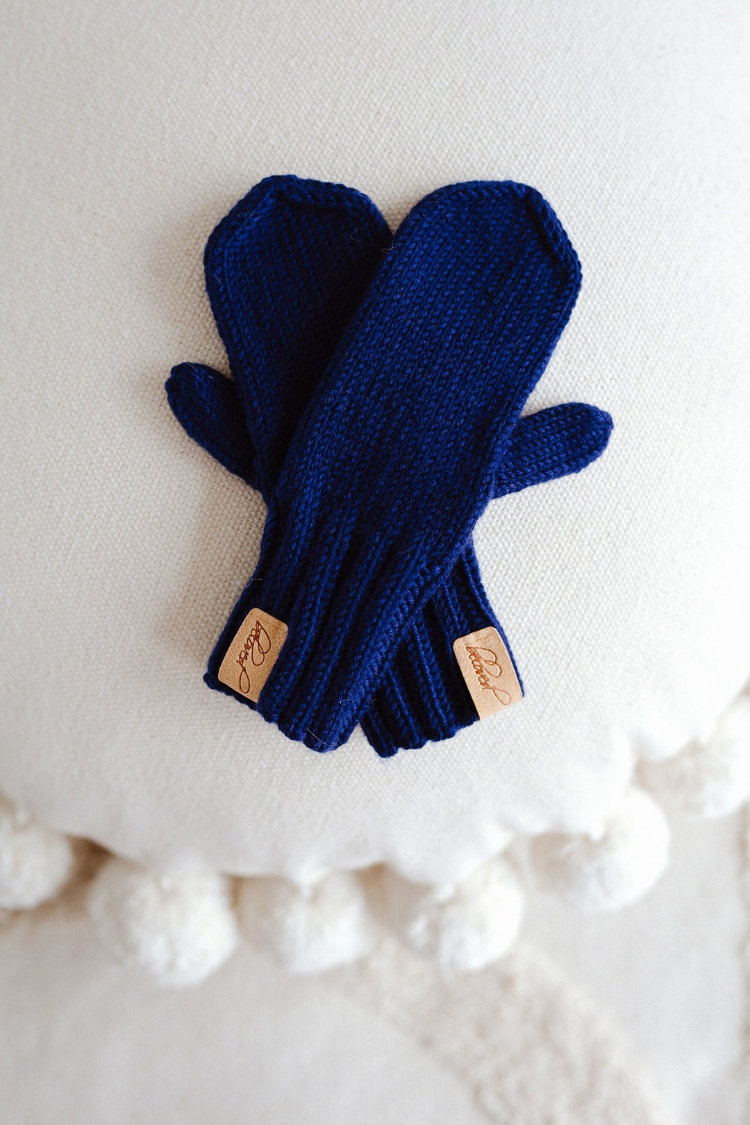Navy Wool Toddler Mittens, Knit Kids Blue Mittens, Merino Wool Toddler ...