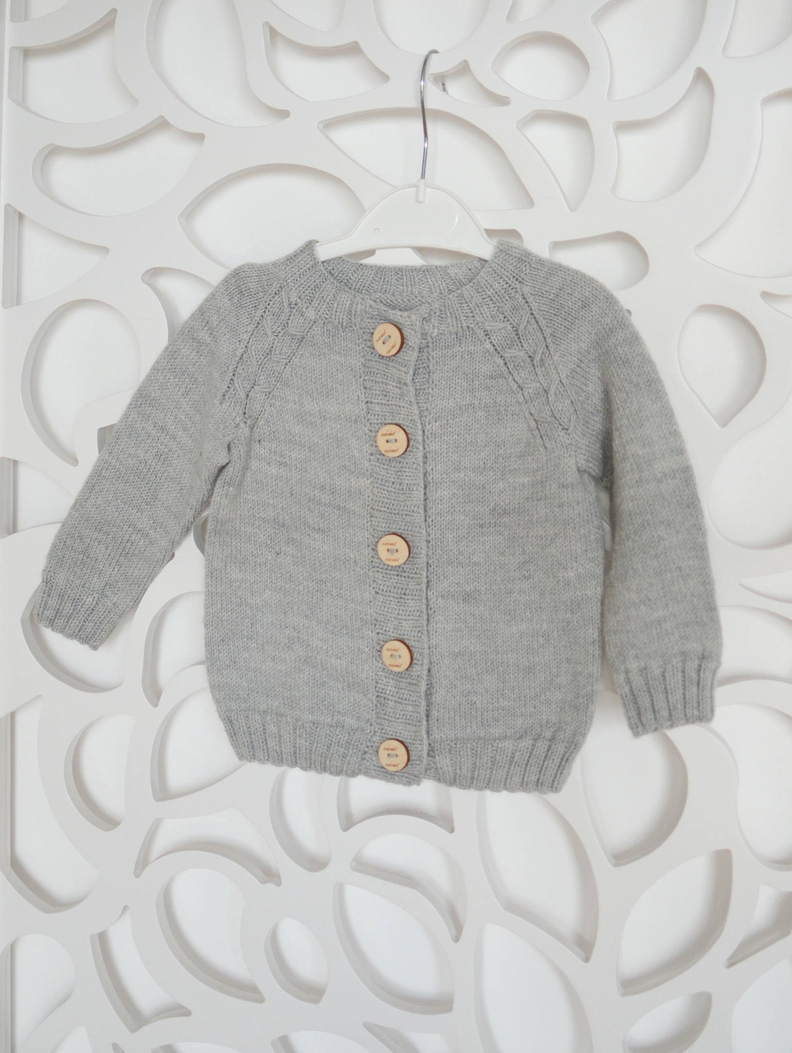 Hand Knitted Merino Wool Baby Cardigan - Grey Knit Sweater - Etsy