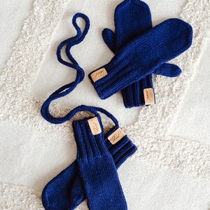 Navy Wool Toddler Mittens, Knit Kids Blue Mittens, Merino Wool Toddler ...