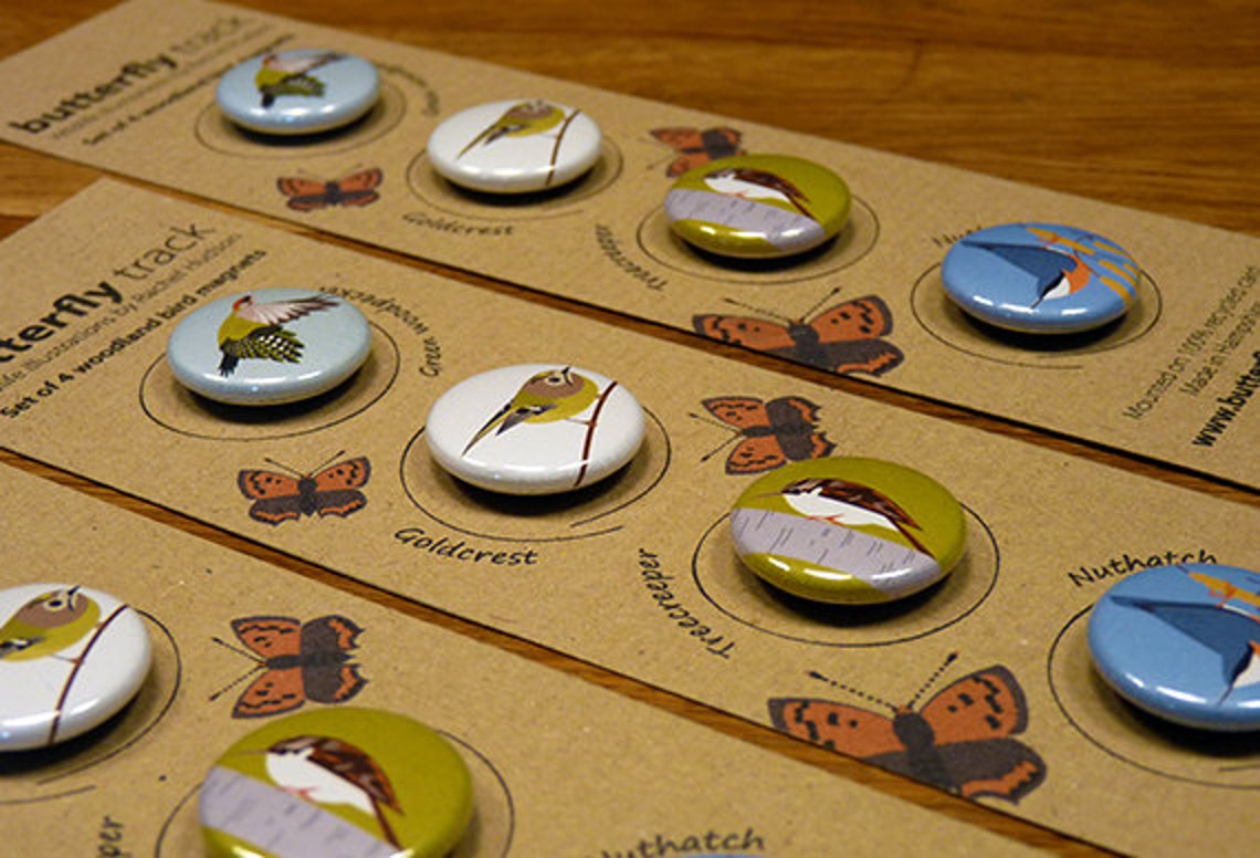 Woodland Bird Fridge Magnets - Set of 4 Stocking Filler - Etsy