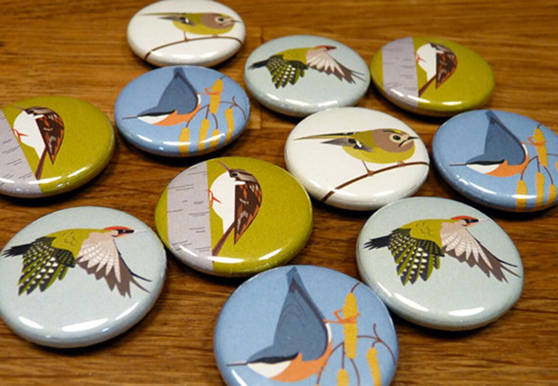 Woodland Bird Fridge Magnets - Set of 4 Stocking Filler - Etsy