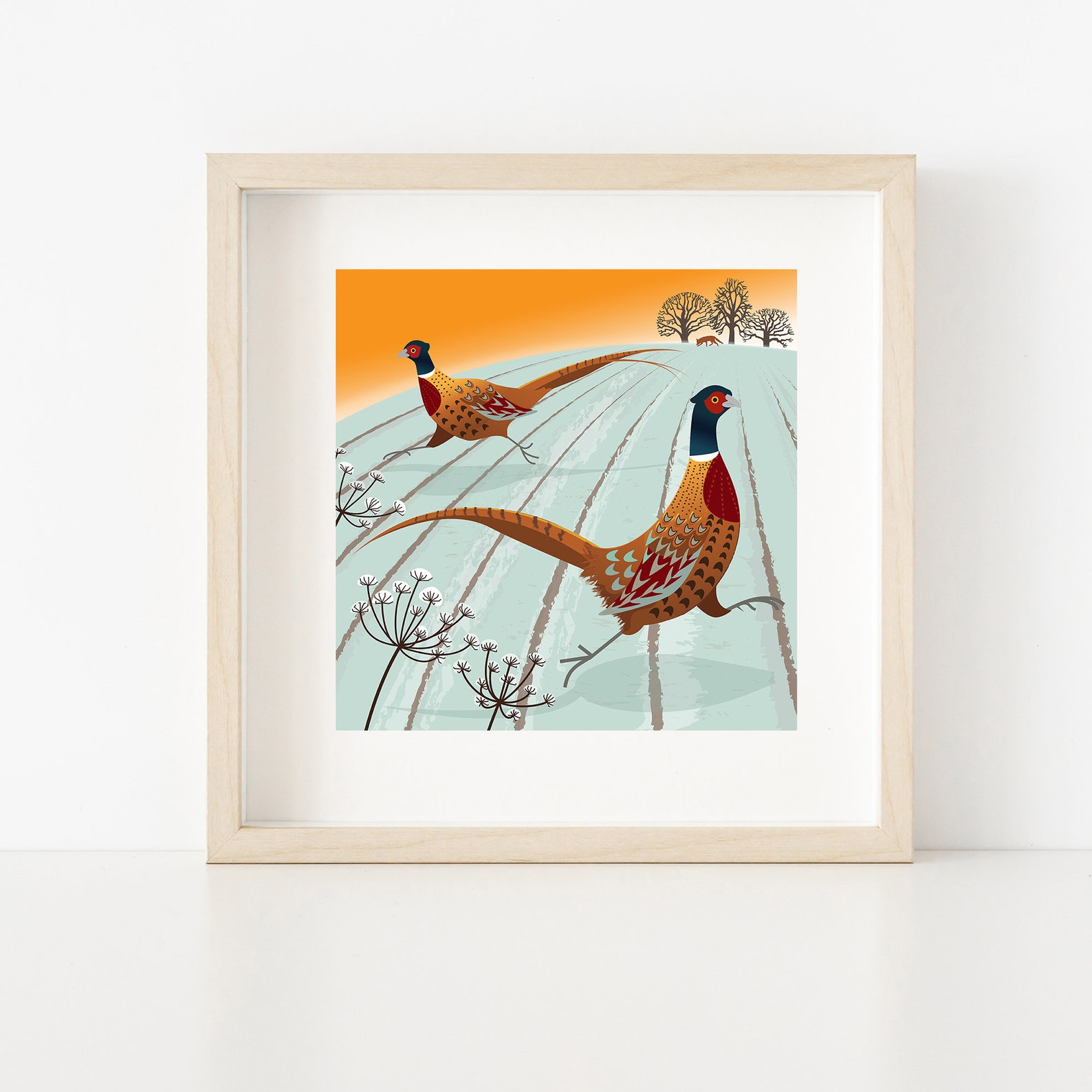 Dashing Pheasants and Red Fox Giclée Artprint - Etsy