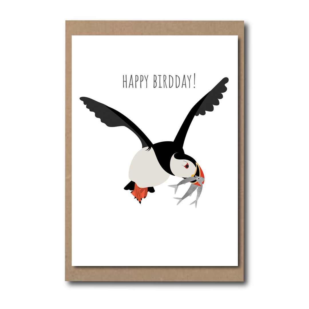 Puffin Birthday Eco Greetings Card - Etsy