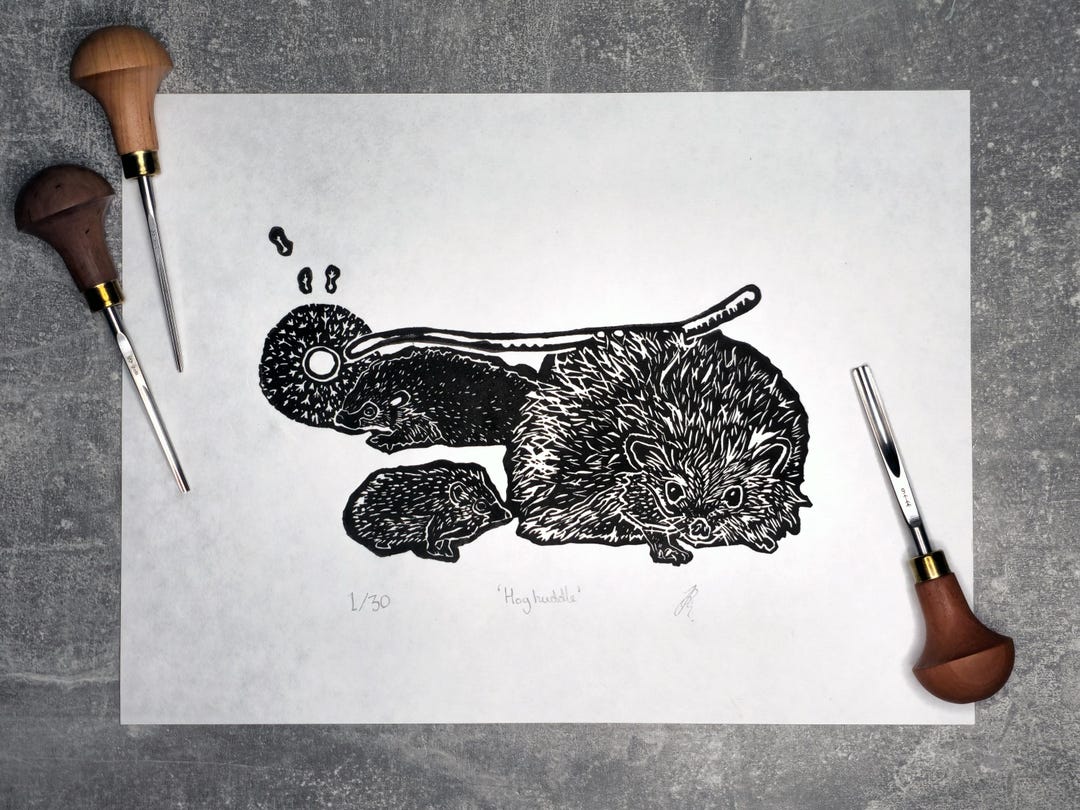Hog Huddle, Linocut Print, Original, Limited Edition - Etsy