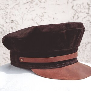 Women's Leather Fiddler Cap / Leather Conductor Hat in Black ...