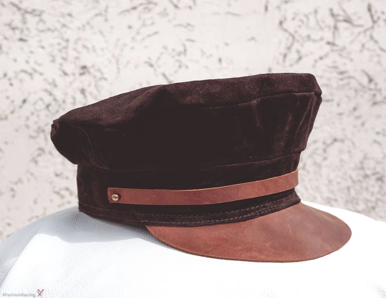 Women's Leather Fiddler Cap / Leather Conductor Hat in - Etsy
