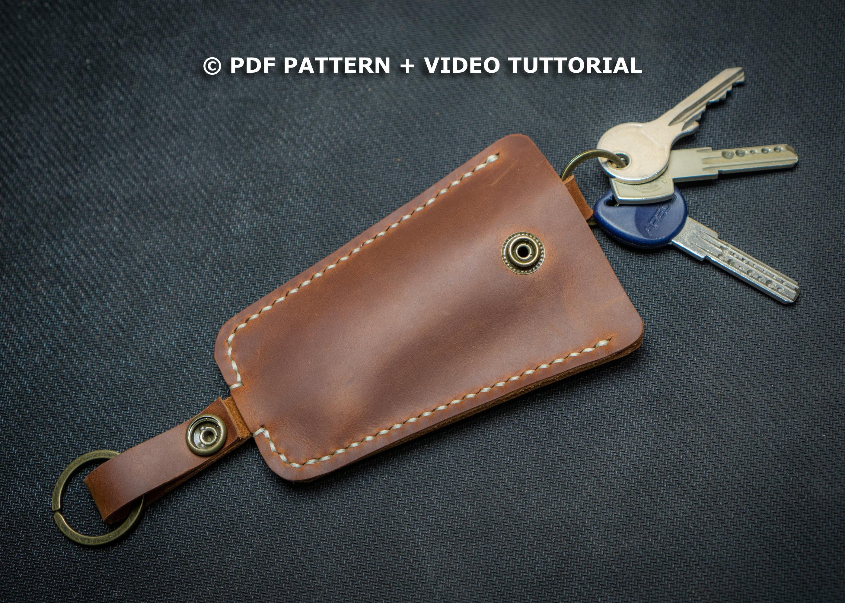 Leather Keychain PDF Pattern Video Tutorial DIY Key Sleeve Leather Key ...