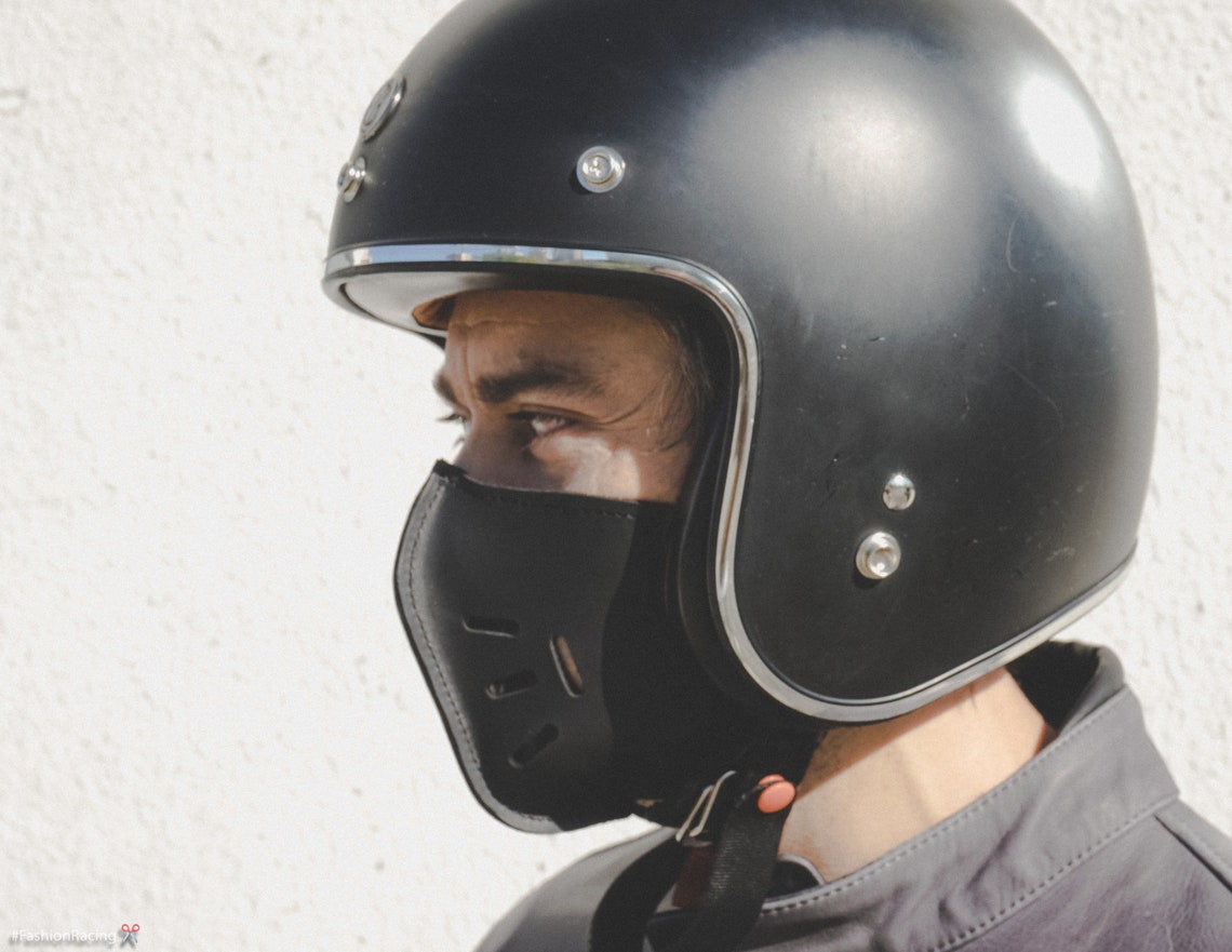 Black Leather Mask Custom Face Leather Mask Motorcycle Mask - Etsy