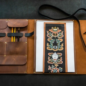 Leather Sketchbook Cover, Journal Cover, Drawing Pad Cover 8'' X 10 ...