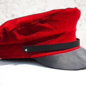 Women's Leather Fiddler Cap / Leather Conductor Hat in Black ...