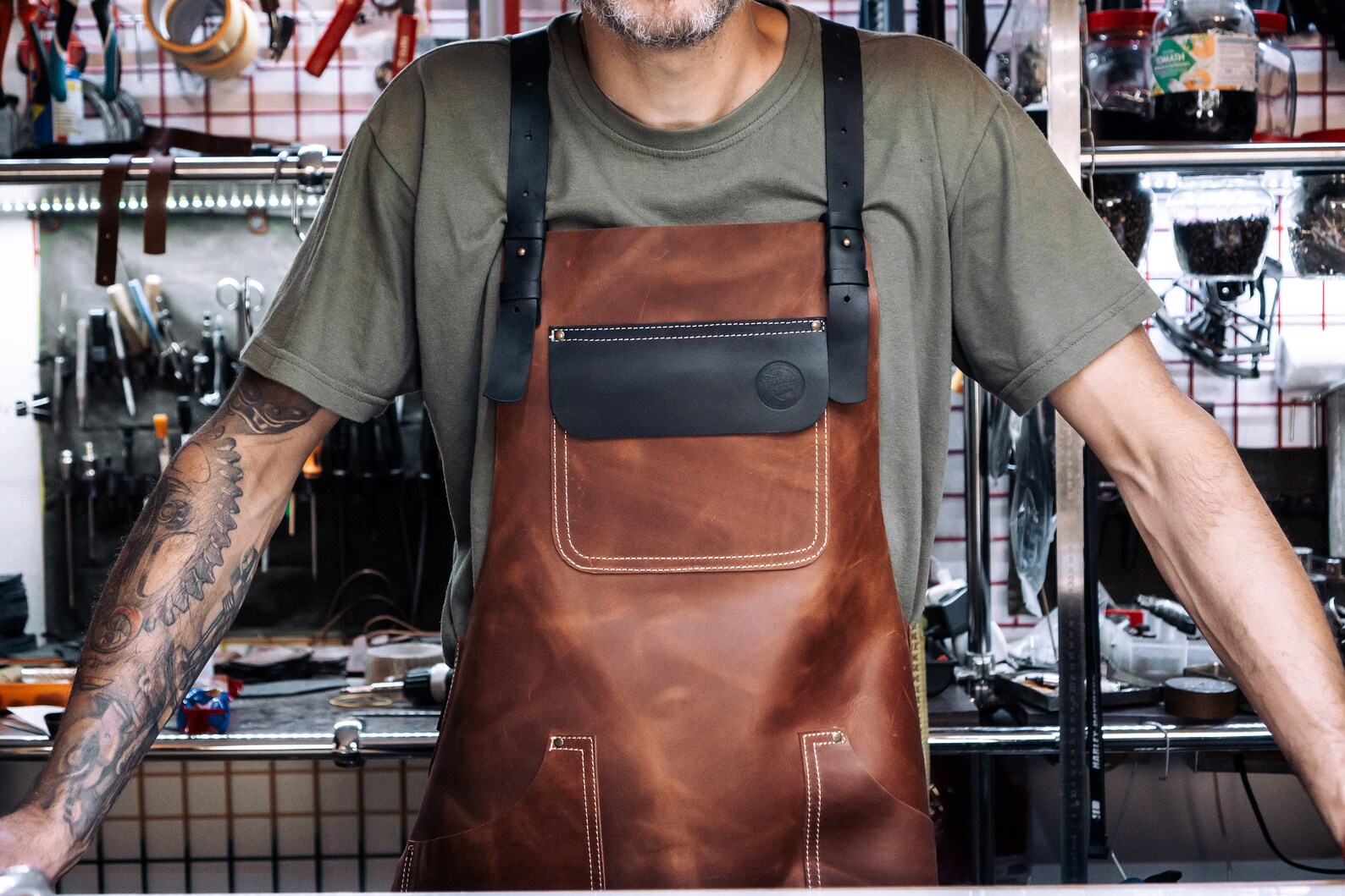 Split Leg Leather Apron Personalized Aprons Are Made of High - Etsy