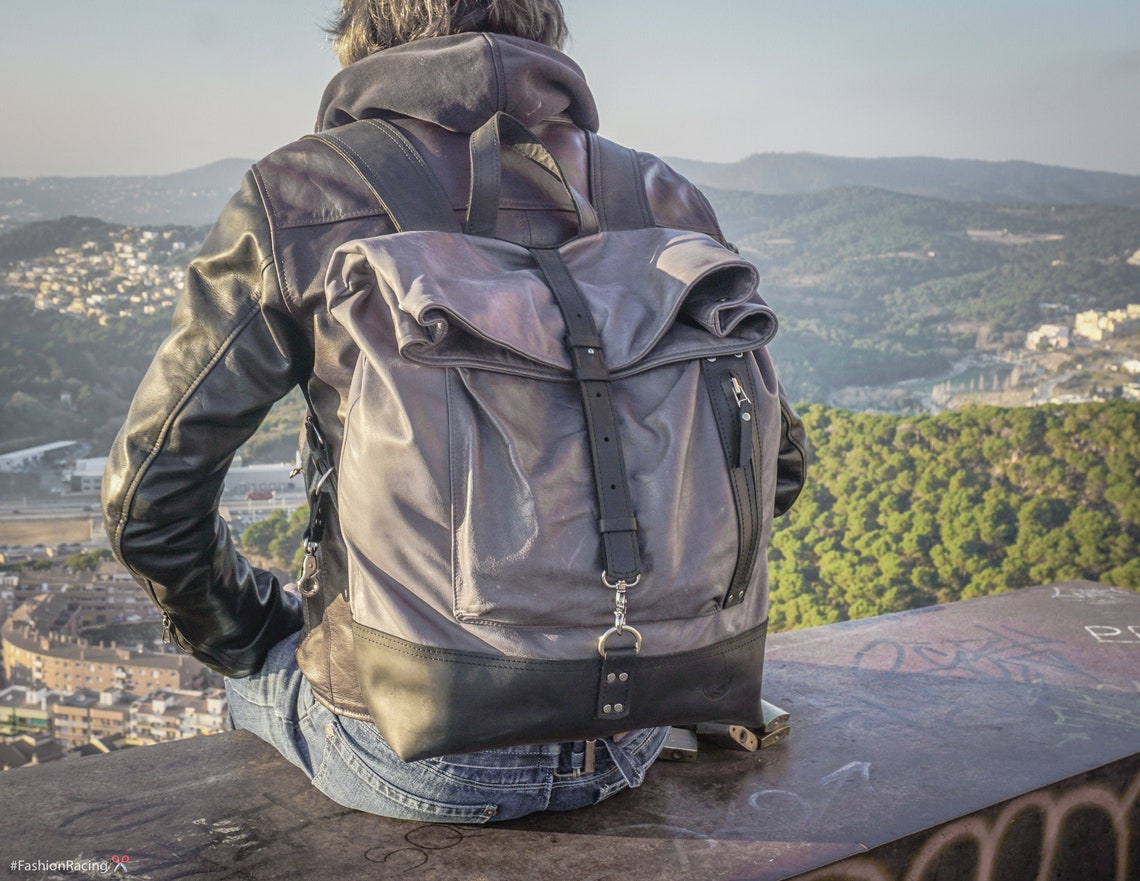 Motorcycle Leather Backpack Custom Large Leather Backpack - Etsy