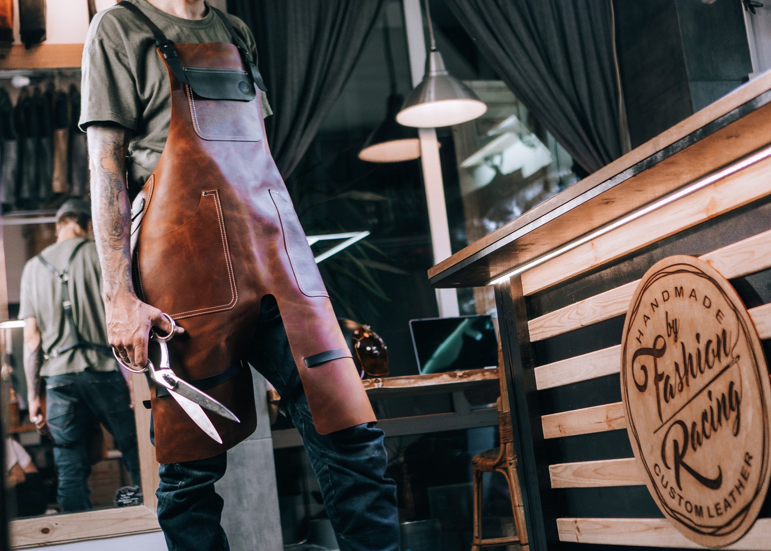 Split Leg Leather Apron Personalized Aprons Are Made of High - Etsy