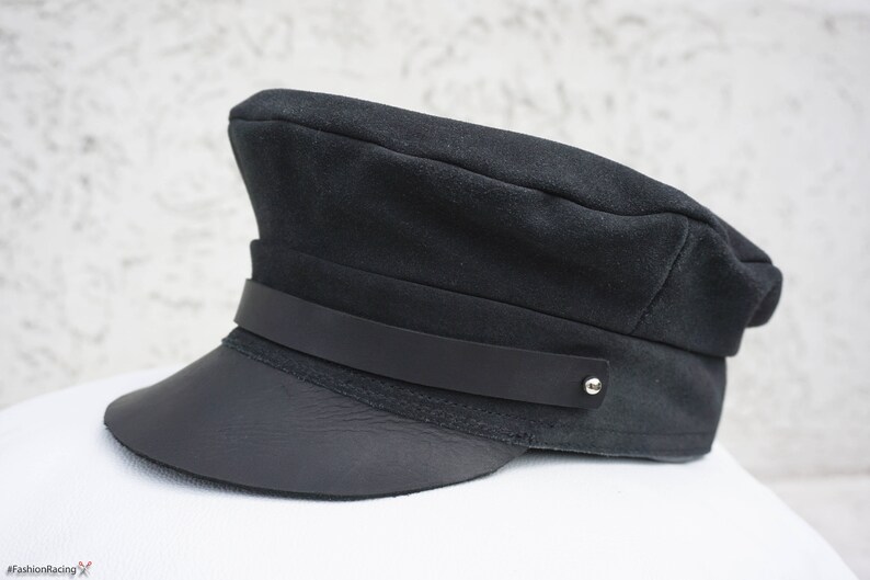 Women's Leather Fiddler Cap / Leather Conductor Hat in - Etsy