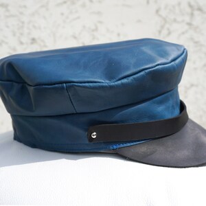 Women's Leather Fiddler Cap / Leather Conductor Hat in Black ...