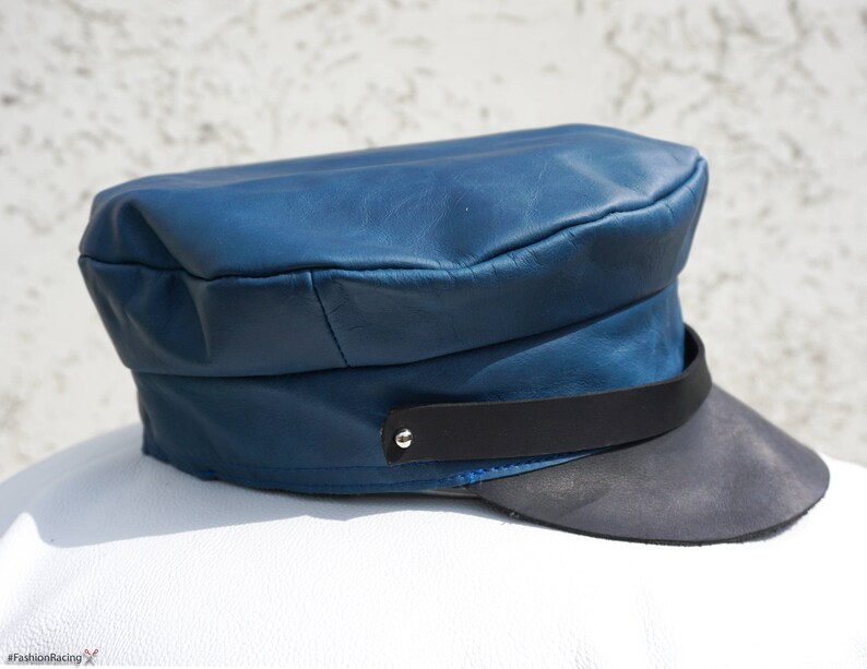 Women's Leather Fiddler Cap / Leather Conductor Hat in - Etsy