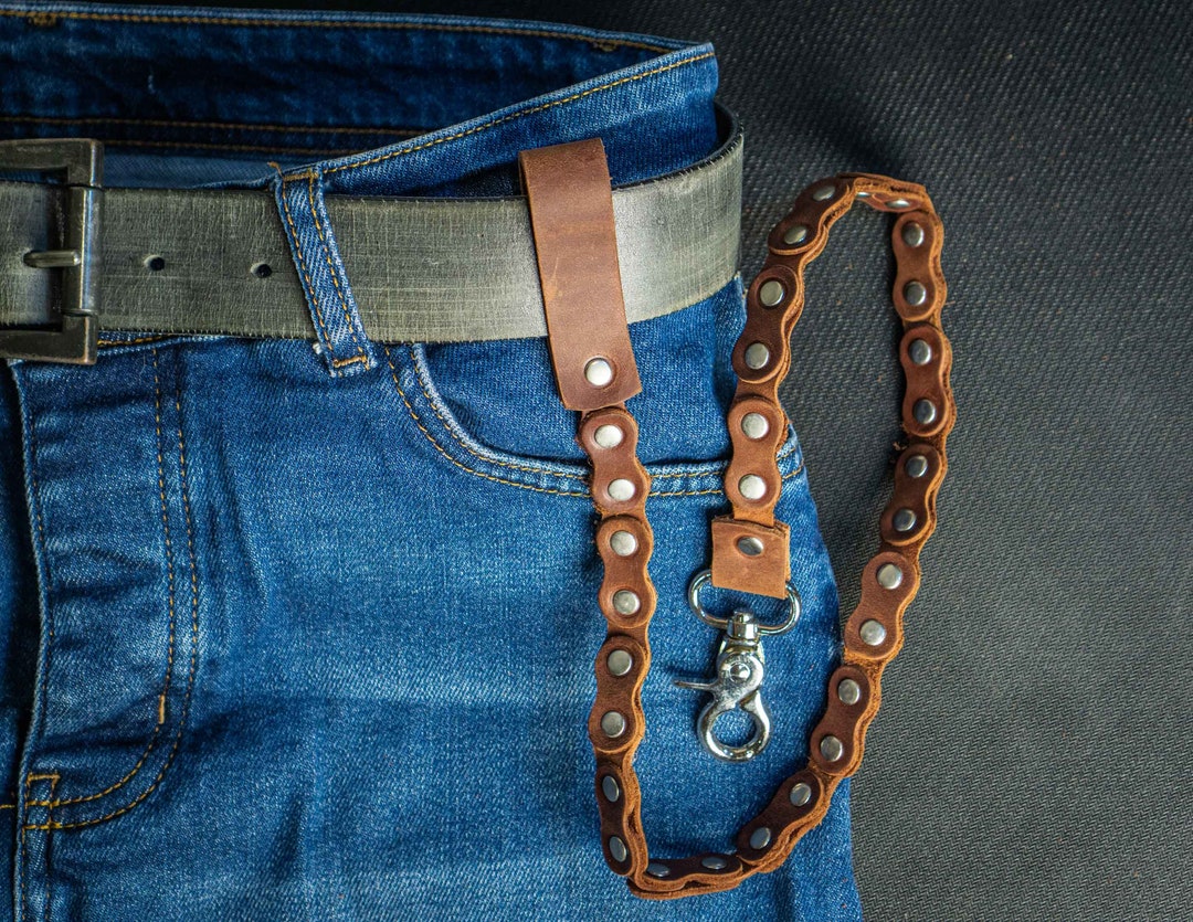 Leather Motorcycle Chain, Best Gift for Biker, Leather Wallet Chain ...