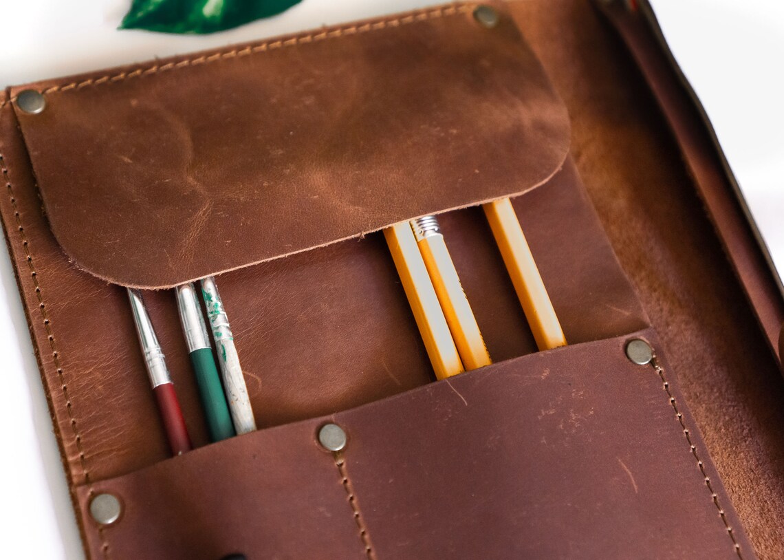 A5 Handcrafted Leather Sketchbook Cover | Personalized Drawing Case ...