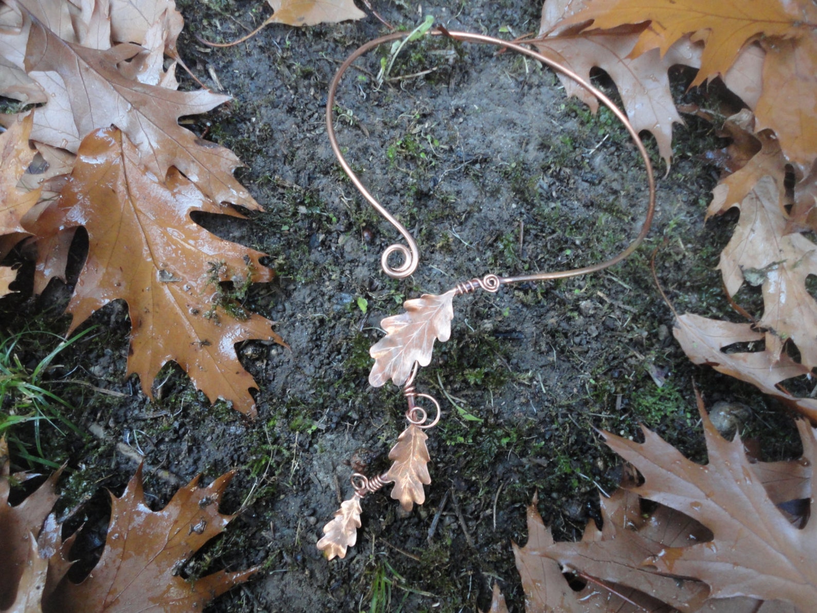 Celtic Style Copper Torques With Oak Leaves. Handmade Copper - Etsy