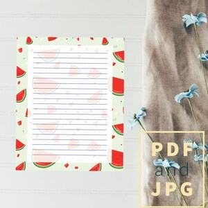 Watermelon Printable Letter Writing Paper, Digital Download Melon ...