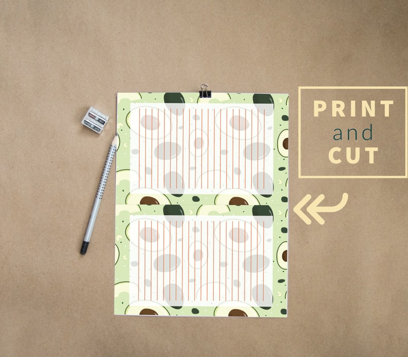 Avocado Printable Letter Writing Paper, Digital Download Fruit Lined ...
