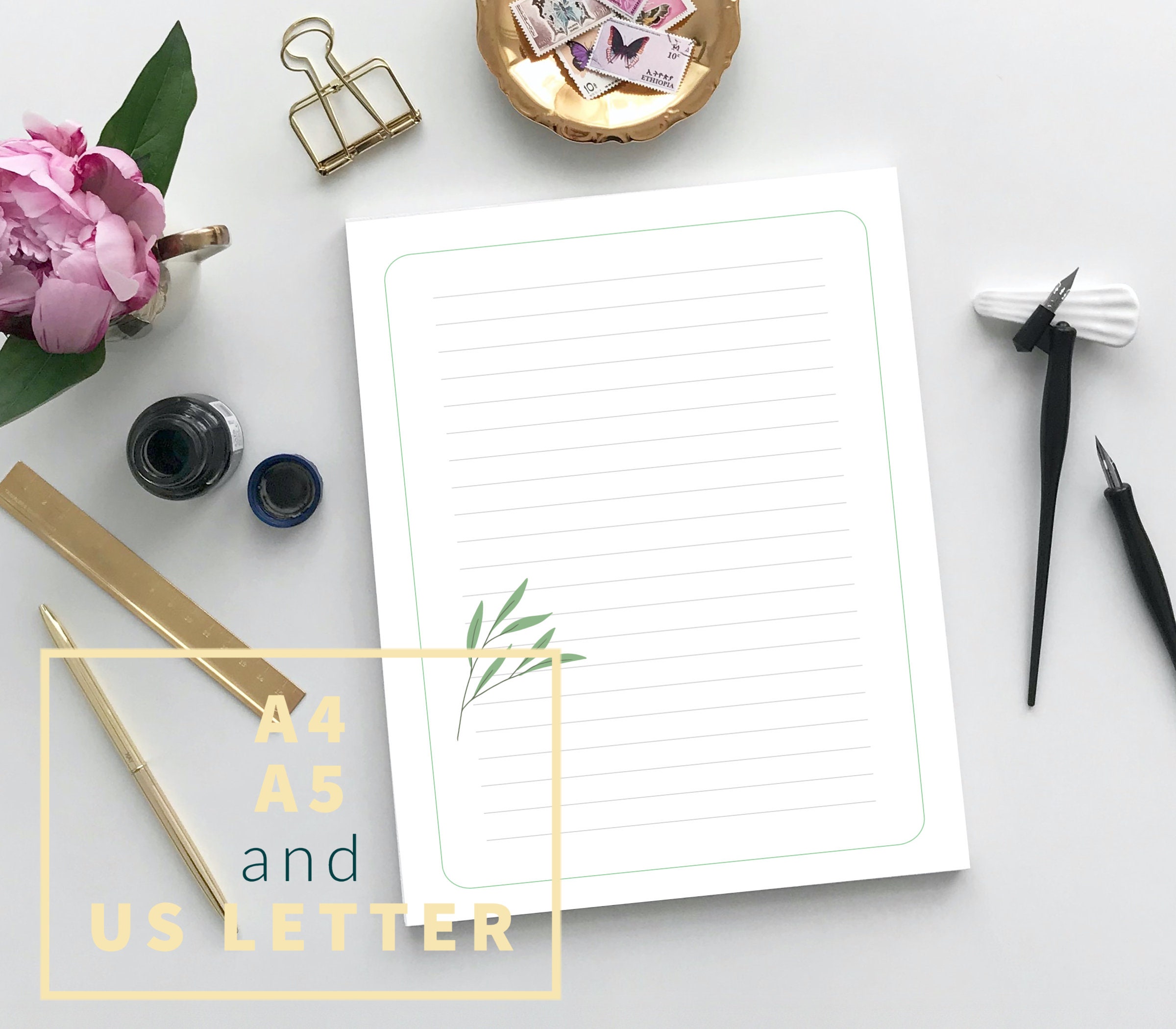 3 Printable Letter Writing Paper, Digital Download Assorted Flower ...