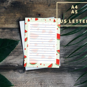 Watermelon Printable Letter Writing Paper, Digital Download Melon ...