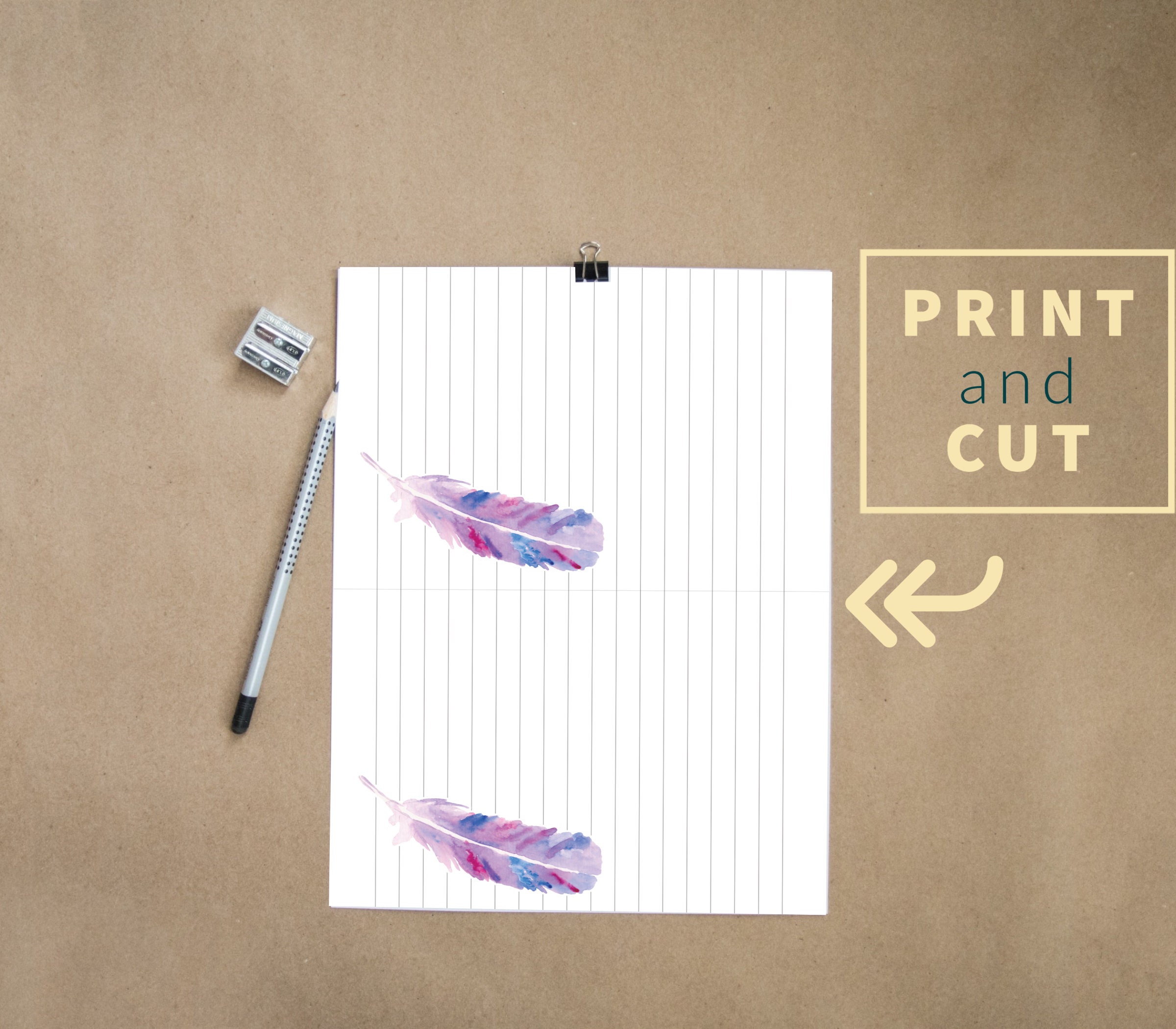 Watercolour Printable Letter Writing Paper, Bird Feather Stationery ...