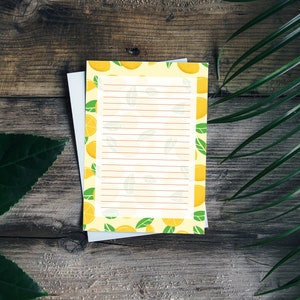Lemon Printable Letter Writing Paper, Digital Download Fruit Lined ...
