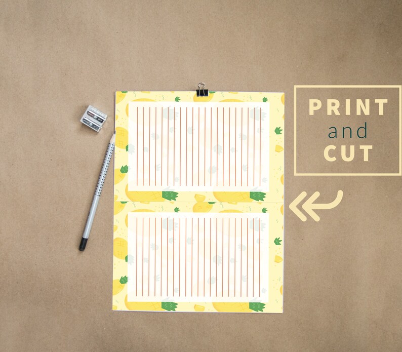 Pineapple Printable Letter Writing Paper, Digital Download Fruit Lined ...