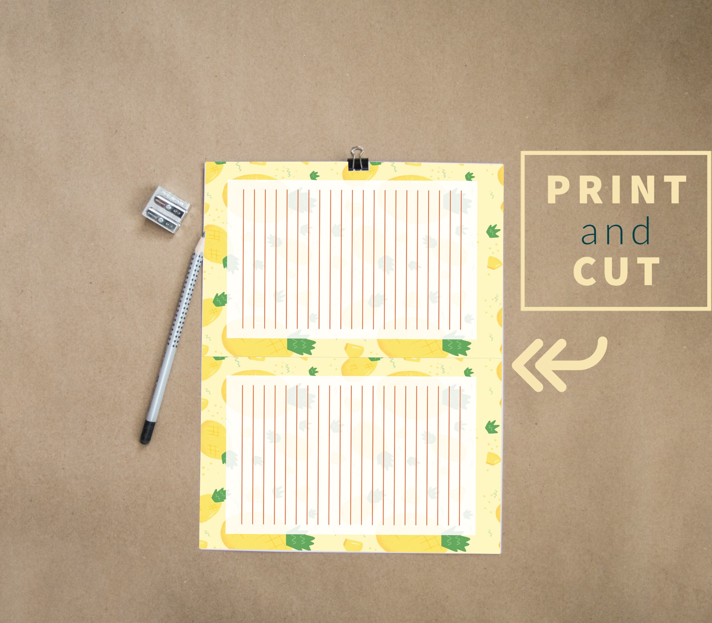 Pineapple Printable Letter Writing Paper, Digital Download Fruit Lined ...