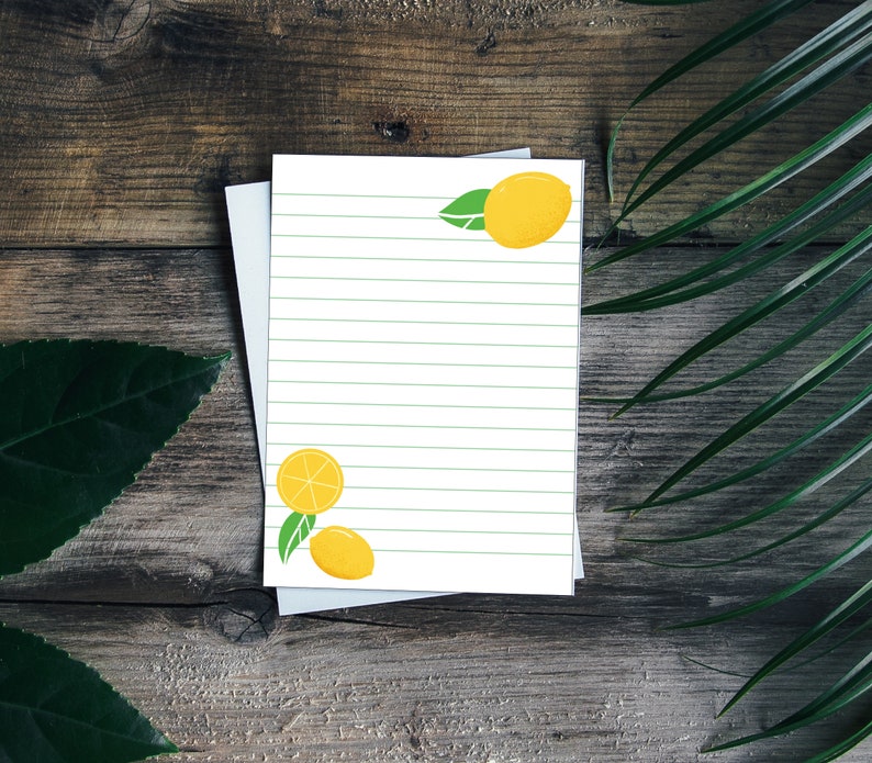 Cute Fruit Printable Letter Writing Paper Lemon Stationery - Etsy